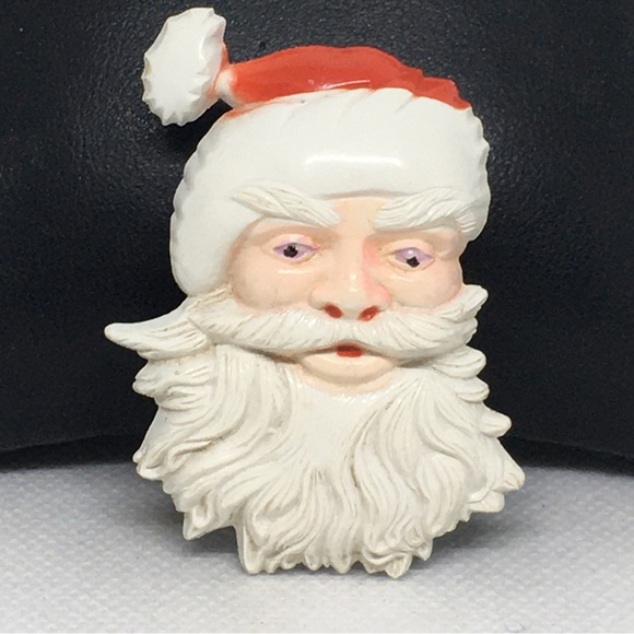 Unmarked | Jewelry | Vintage Mid Century Lucite Santa Brooch | Poshmark
